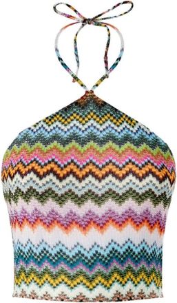 Missoni Femme, Tops, Multicolore, Taille: 40 FR Top en viscose lam&eacute;e avec motif zigzag &agrave; effet pixel et encolure dos nu