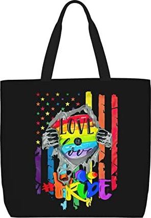Generic Sac Fourre-Tout Fiert&eacute; Lgbtq+, Fiert&eacute; Arc-En-Ciel, Mois De La Fiert&eacute; Lesbienne Et Bisexuelle Sac Femme Plage De Grande Capacit&eacute; R&eacute;utilisable Sacs En T