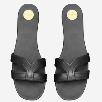 Saint Laurent Womens Leather Sandals Black Calf