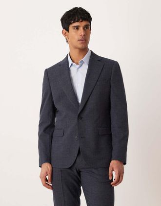 Asos Veste de costume cintr&eacute;e finement hachur&eacute;e - Bleu marine