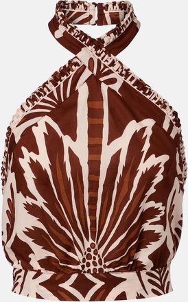 Poupette St Barth Bedrucktes Cropped-Top Suma aus Baumwolle