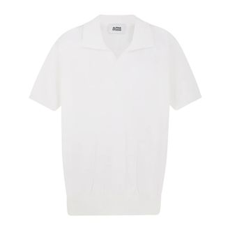 Alpha Studio Homme, Tops, Blanc, Taille: 5XL Polo en cr&ecirc;pe de coton