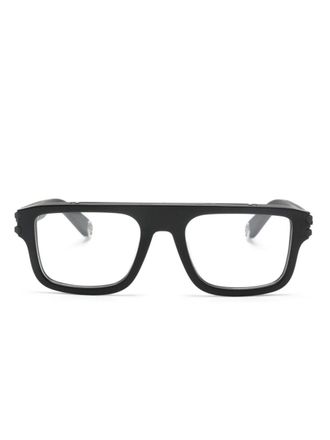 Philipp Plein Eyewear lunettes de vue carr&eacute;es &agrave; plaque logo - Noir
