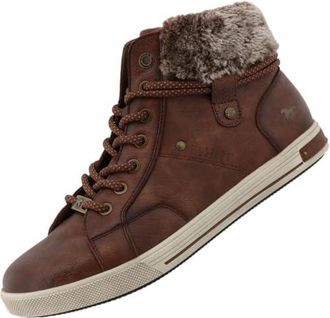 Mustang Jeans Tennis marron textur&eacute; &agrave; talon plat avec un zip et des lacets ronds - Taille numeric_38