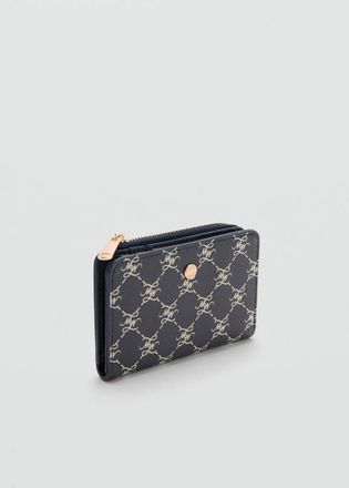 Mango Portefeuille moyen imprim&eacute; logo bleu marine - Femme - Taille unique - MANGO