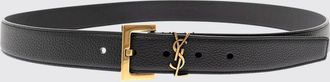 Saint Laurent Ceinture pour homme en cuir de veau avec boucle monogramme YSL