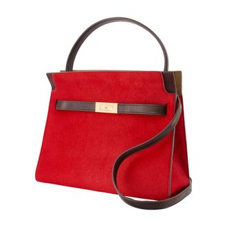 Tory Burch Womens Lee Radziwill Small Double Purse - Tory Burch Leather Red Calfskin Bags Handbags-Purses