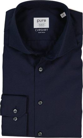 Pure Herren Hemd blau Baumwoll-Stretch
