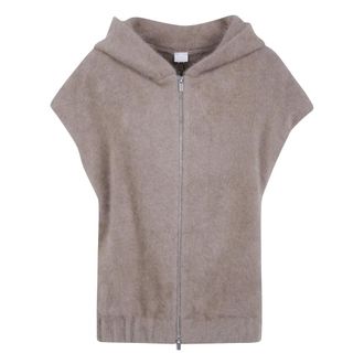 C.T. Plage &Auml;rmelloser Kapuzen-Cardigan - - Knitwear - Damen - Beige - S
