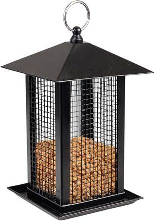 Flamingo Vogelfutterspender - Hilma Schwarz - 22 cm - F&uuml;r Erdn&uuml;sse - Metall & Draht - Verteilblock - Flamingo