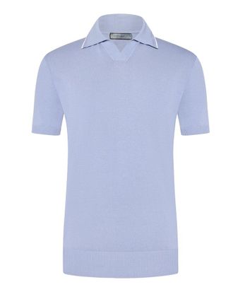 Canali Poloshirt aus hochwertigem Baumwoll-Feinstrick mit Variokragen in