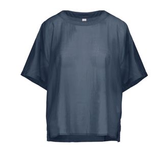 Bomboogie Femme, Blouses et Chemises, Bleu, Taille: 38 FR Chemisier ample en voile de Lyocell