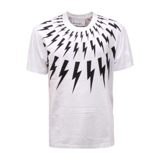 Neil Barrett Fair-Isle Thunderbolt T-Shirt - - Tops - Herren - Wei&szlig; - 2XS