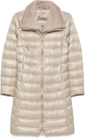 Herno manteau &agrave; col en fourrure artificielle - Tons neutres