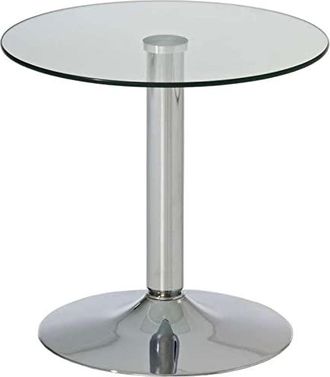 Clp Table en Verre Ronde IKARUS, Ø 50 cm, Hauteur 48 cm, Table sur Colonne chromée, Table en Verre avec Verre de Protection, Couleur:Verre Clair