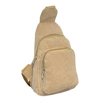 Generic Sac à bandoulière en velours côtelé avec bandoulière pour femme, kaki, Taille unique