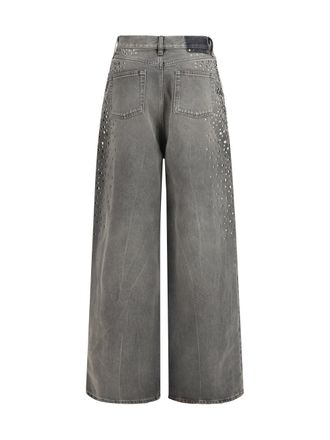 Golden Goose Womens Melody Stud Degraded Jeans Grey Cotton