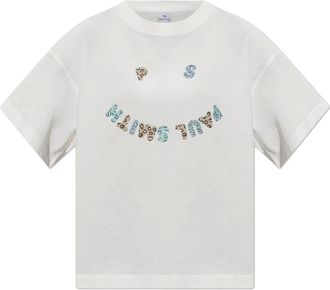 Paul Smith Femme, Tops, Blanc, Taille: 38 FR T-shirt avec logo imprim&eacute;