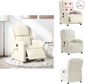 vidaXL Massagesessel Elektrisch Creme Samt - Elektrischer Massagesessel - Elektrische Massagesessel - Massagestuhl - Massagesessel