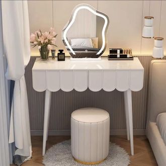 Generic Schminkstuhl, 39,4 Zoll Schminktisch mit Beleuchtung, gro&szlig;e Schubladen, hochaufl&ouml;sender Spiegel, stilvolles Frisiertisch-Set f&uuml;r eine optimierte Sch&ouml;n