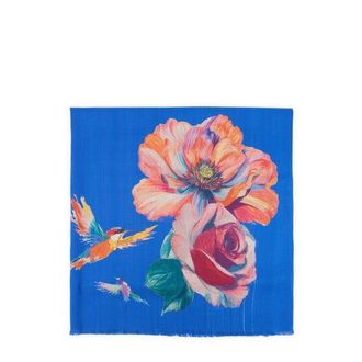 Petrusse Foulard Ic&ocirc;ne &agrave; fleurs en laine et soie