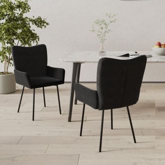 vidaXL Vidaxl - Chaises à manger lot de 2 Noir Velours