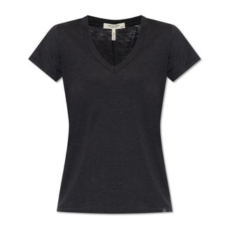 Rag & Bone Slub Vee Top - - Tops - Damen - Schwarzk - S