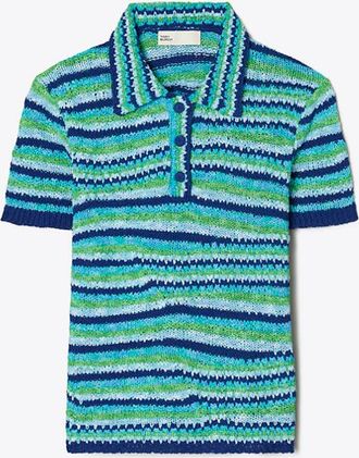 Tory Burch Damen Gestreiftes Poloshirt aus Baumwolle