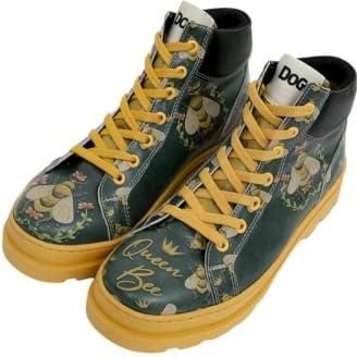 Dogo Femme Cuir Vegan Multicolore Bottines - Queen Bee Motif