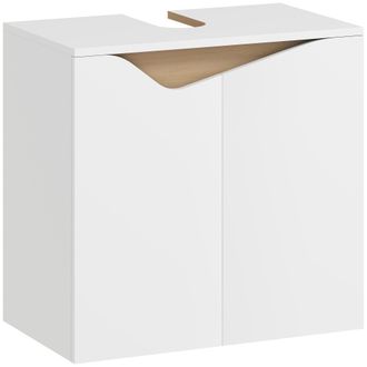 HOMCOM Waschbeckenunterschrank, Badezimmerm&ouml;bel mit 2 sanft schlie&szlig;enden T&uuml;ren, Badezimmerschrank unter dem Waschbecken, moderner Stil, 60 x 35 x 57,9 cm, we