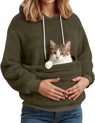 Generic Sweat &agrave; capuche de transport pour animaux de compagnie pour femme, chat et chien, pull &agrave; capuche en polaire mignon, pull &agrave; capuche confortable avec po