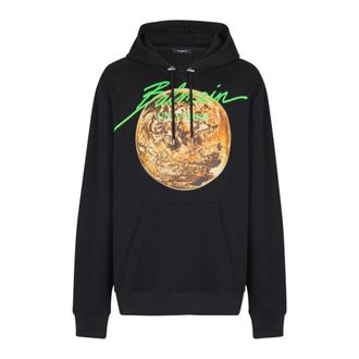 Balmain SweaT-shirt &agrave; capuche imprim&eacute; Universe Logo et plan&egrave;te - Homme - Sweatshirts et sweats &agrave; capuche - Noir - Taille: S