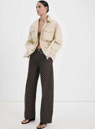 Mango Jean balloon &agrave; pois chocolat - Femme - 32 - MANGO