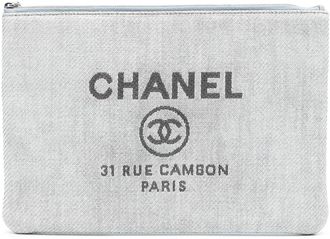 Chanel Clutches - Large Tweed Deauville O Case Clutch - Gr. unisize - in Grau - f&uuml;r Damen