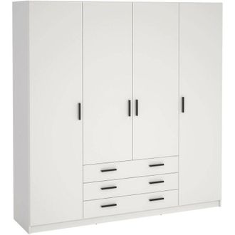 Dmora Gro&szlig;er Kleiderschrank Frances, Schlafzimmerm&ouml;bel, Schrank, Garderobe, 196x50 h200 cm, Wei&szlig; - Dmora