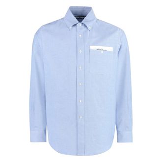 Palm Angels Button-down Kragen Baumwollhemd - - Shirts - Herren - Blau - L