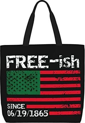 Generic Sac Fourre-Tout Juneteenth Free-Ish Depuis 1865 C&eacute;l&eacute;brons La Libert&eacute; Des Noirs Sac &Agrave; Provisions R&eacute;utilisable Lavables Sacs En Toile Pour Femmes, Pour 