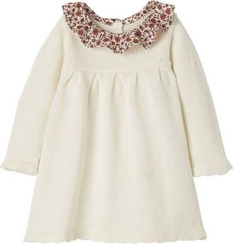 Vertbaudet Minikleid Baby Strickkleid mit Stoffkragen