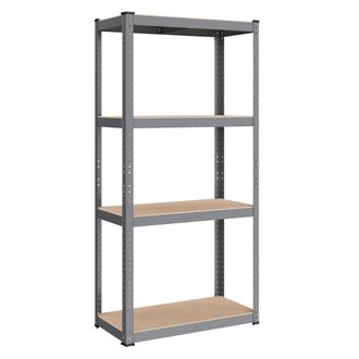 Songmics Schwerlastregal, Kellerregal, Lagerregal, 40 x 80 x 160 cm, Regal mit Stahlgestell, bis 520 kg belastbar, 4 verstellbare Ablagen, grau GLR044G01