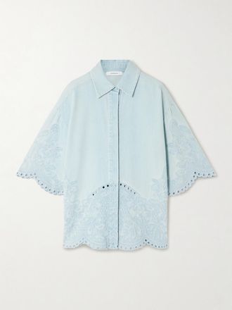 Zimmermann Chemise En Jean &Agrave; Broderie Anglaise Daylight - Bleu