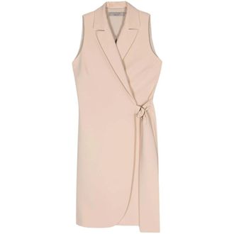 D.exterior Beige Crepe Wrap Midi Kleid - - Dresses - Damen - Beige - S