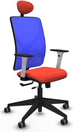 Piqueras y Crespo Call Center Sattelstuhl mit wei&szlig;en und schwarzen Armlehnen, h&ouml;henverstellbarer Lendenwirbelst&uuml;tze und festem Kopfteil, ausgestattet mit Syncro/Traslac