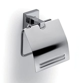 Gedy Olimpo Toilettenpapierhalter mit Deckel, Edelstahl, Chrom, 12,6 x 4,8 x 13