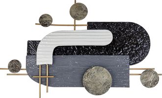 Beliani Wanddekoration geometrisch Metall schwarz/gold einteilig handgemacht Lutetium