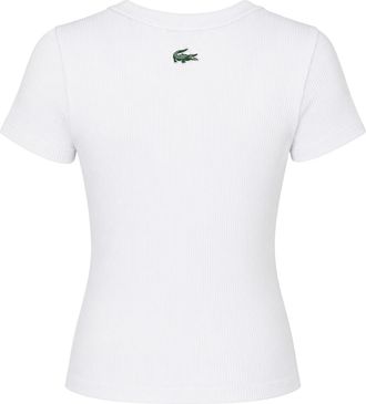 Lacoste T-Shirt f&uuml;r Damen, Rundhalsausschnitt, gerippt, Schmal (Wei&szlig;)