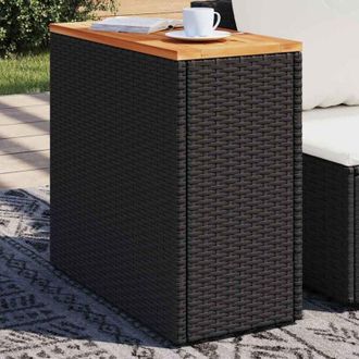 vidaXL Vidaxl - Table dappoint de jardin dessus en bois noir 58x27,5x55 cm