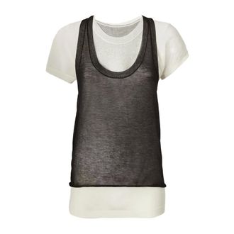 Pinko Pinko, Femme, Tops, Noir, Taille: 40 FR Mark Maglia T-Shirt en Cr&ecirc;pe de Coton