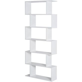 HOMCOM Homcom - Biblioth&egrave;que &eacute;tag&egrave;re zig zag design contemporain 80L x 23l x 192H cm 6 niveaux blanc