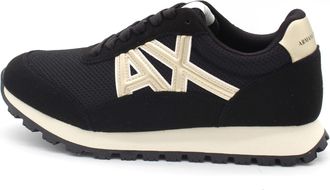 A|X Armani Exchange A|X Female Drop, Color Contrast Stripe, Suede Details, Sneaker, Black/Pale Gold, 40.5