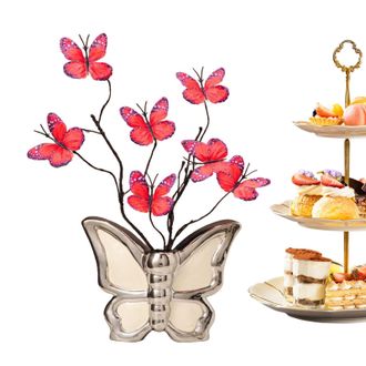 Generico Keramikvase | Vase mit Schmetterlingen f&uuml;r Blumen, Schreibtischdekoration, Tischdekoration f&uuml;r Innenbereich, Bad, B&uuml;ro, Zuhause, Schlafzimmer, K&uuml;che, 